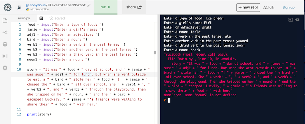 Python Mad Libs Beanz Magazine