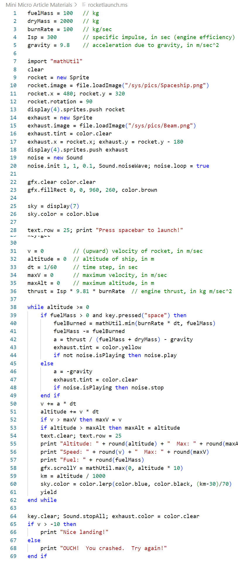 Mini Micro Rocket Sim Game – 30 STEM Links a Week